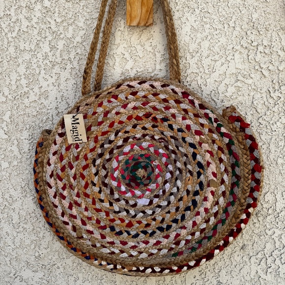 Magid | Bags | Magid Circle Woven Jute Oversized Beach Tote Shoulder ...